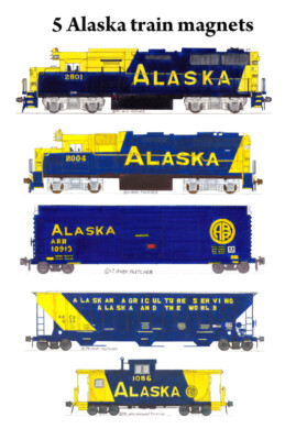 Alaska Railroad Freight Train 5 magnets Andy Fletcher | eBay