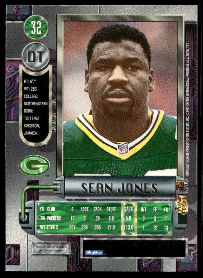 1997 Metal Universe 32 Sean Jones Green Bay Packers Football Card | eBay