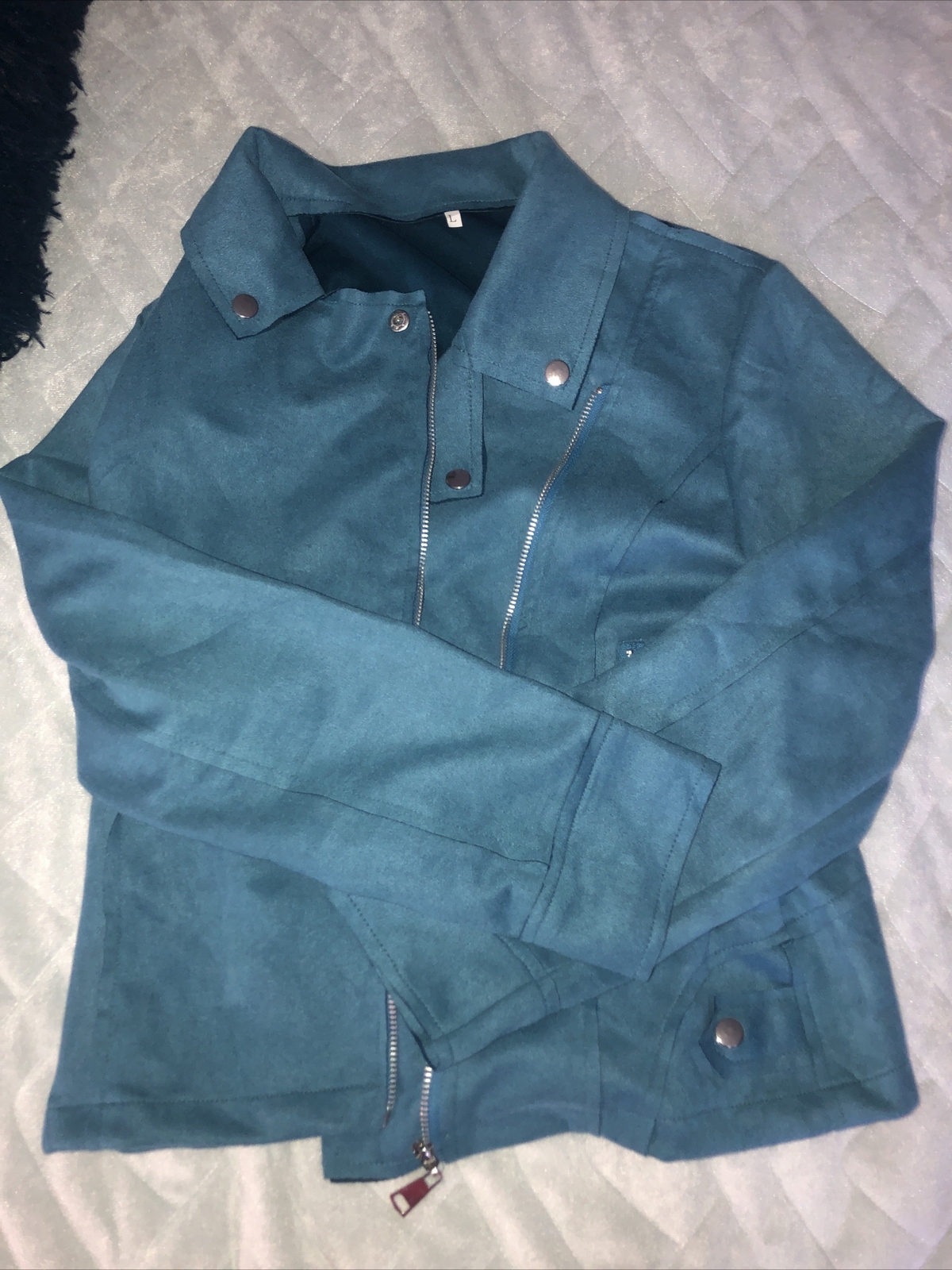 NWT Temu Moto Jacket Blue Large | eBay
