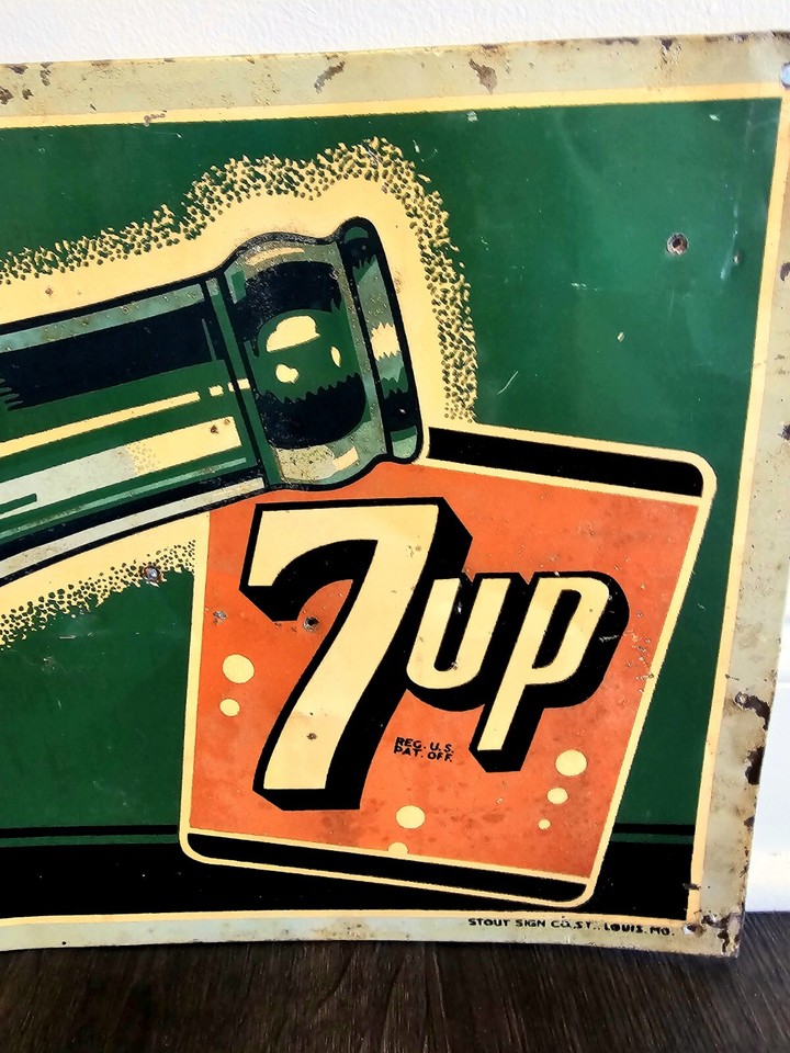 Vintage 7 Up Metal Sign 7UP Soda Sign Pop Advertising Sign. | eBay
