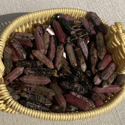 20pcs Natural Rhodonite Obelisk Quartz Crystal Wand Double Point reiki ...
