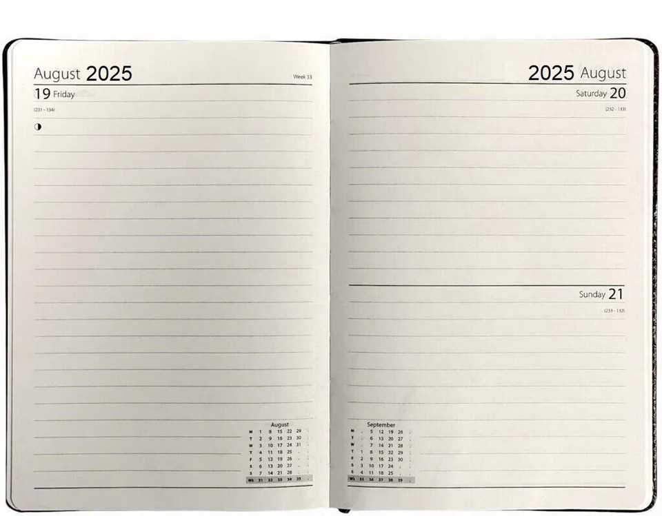 2025 A4/A5/A6 Diary Week to View Page a Day Desk Diary Hard Backed ...