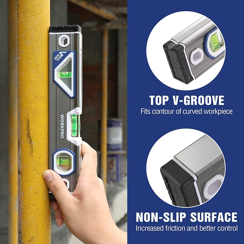 WORKPRO 10" Torpedo Level Aluminum Alloy Leveler Tool 3 Bubble Vials Verti. Site | eBay