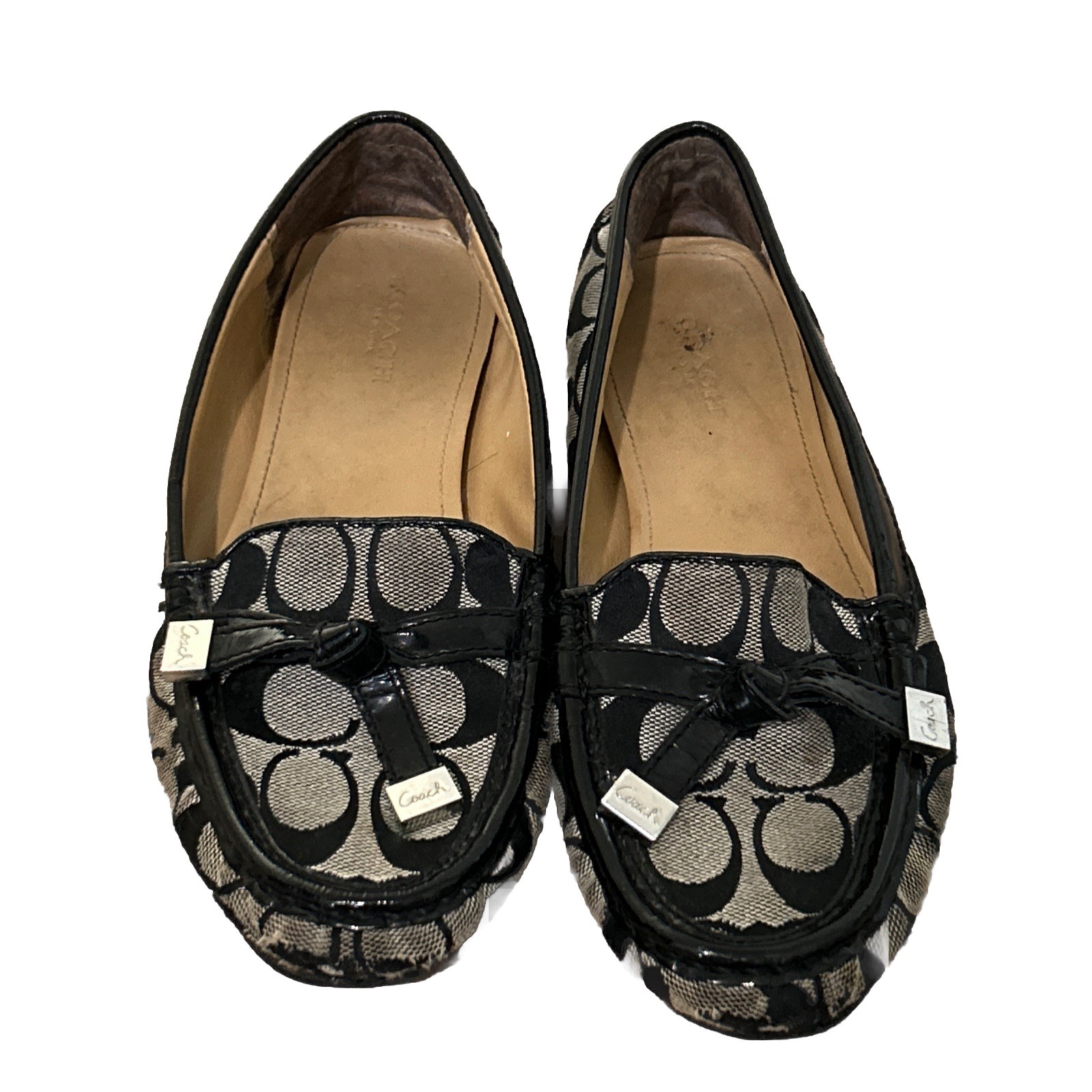 Coach Women’s Monogram Black Canvas Patent Leather Fr… - Gem