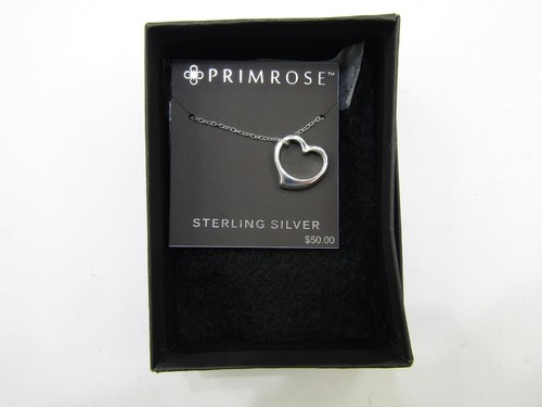 Primrose Sterling Silver Necklace Simple Heart Thin Chain Link Jewelry ...