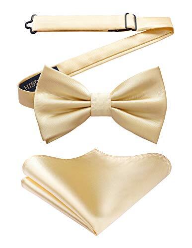 Bow Ties for Men Solid Color Pre-Tie Bow Tie and Pocket Square A ...