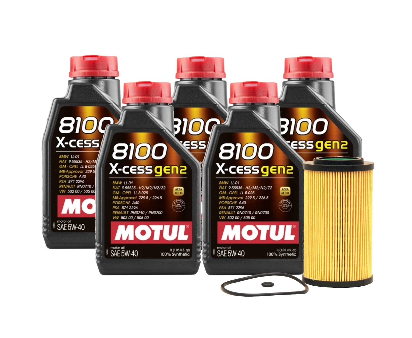 5L Motul 8100 X-CESS GEN2 5W-40 Wix Filter Motor Oil Change Kit API SN ...