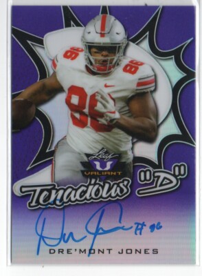 2019 Leaf Valiant Tenacious D Purple Dre'mont Jones #TD-DMJ Rookie Auto ...