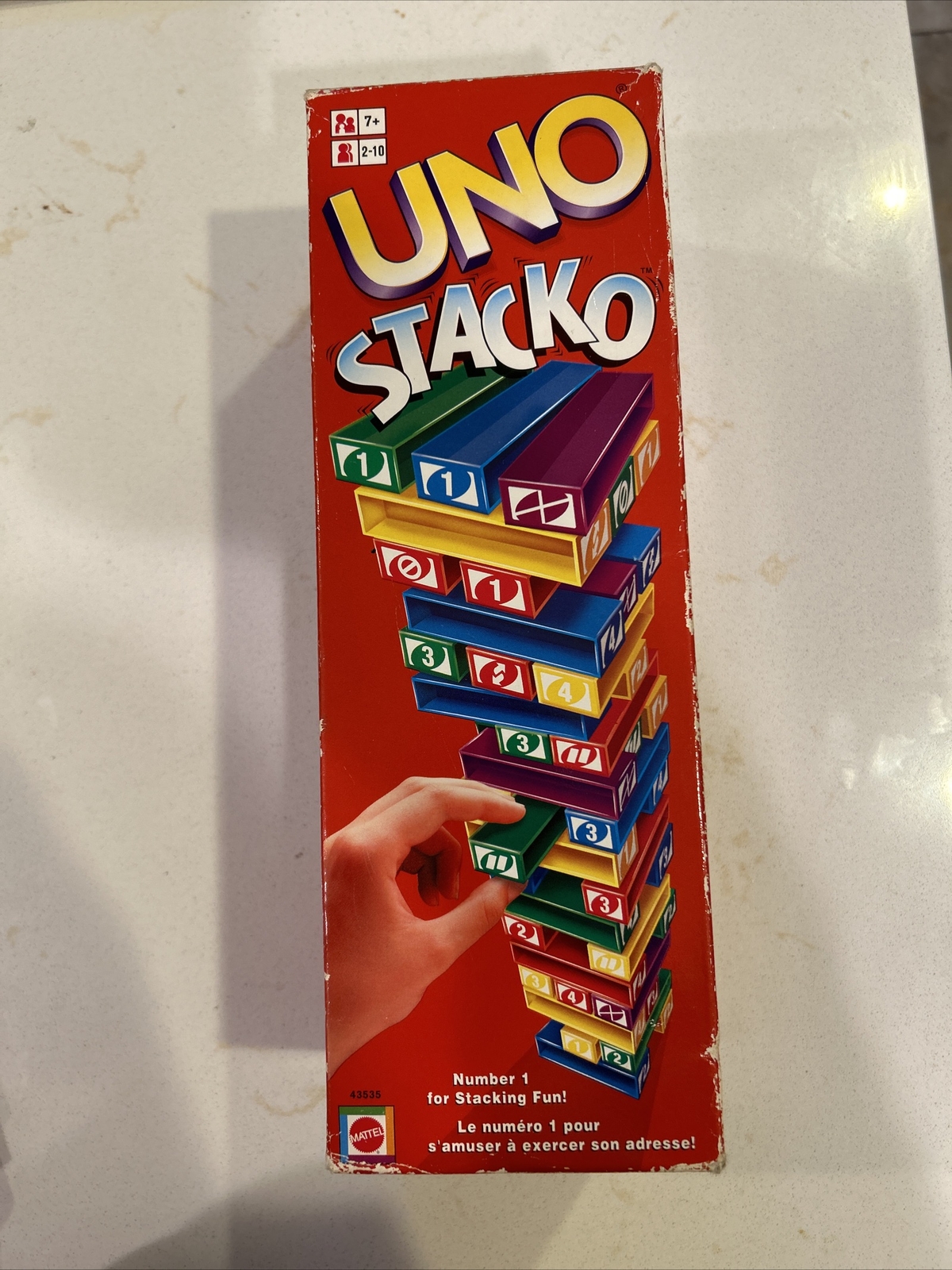 Uno Stacko Party Game Colored Stacking Blocks Balance Mattel Complete ...
