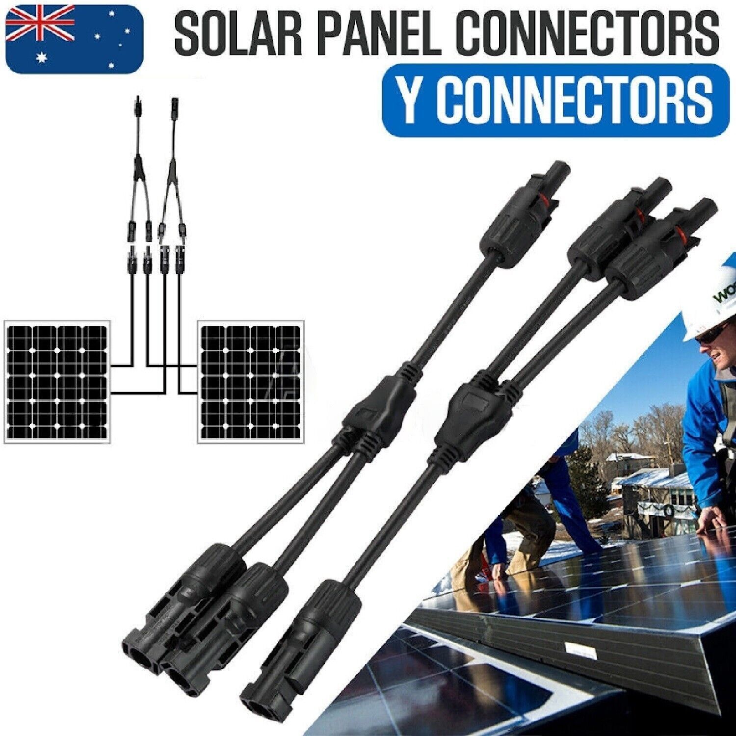 1 Pair Solar Y Connector Cable Plug Inline Solar PV Panel IP67 2 ...