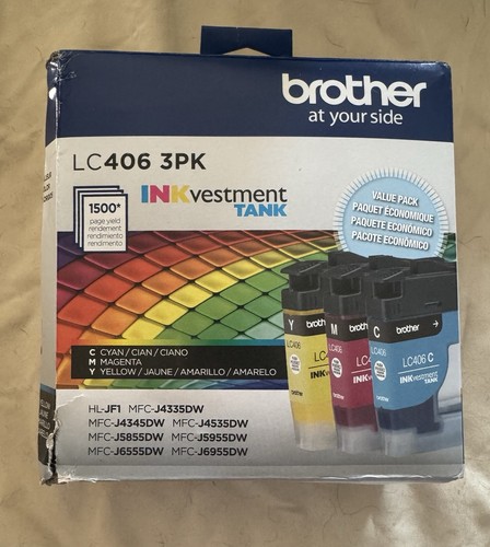 New BROTHER Color Ink Cartridges 3PK Refill, Cyan,Magenta,Yellow- LC406 ...