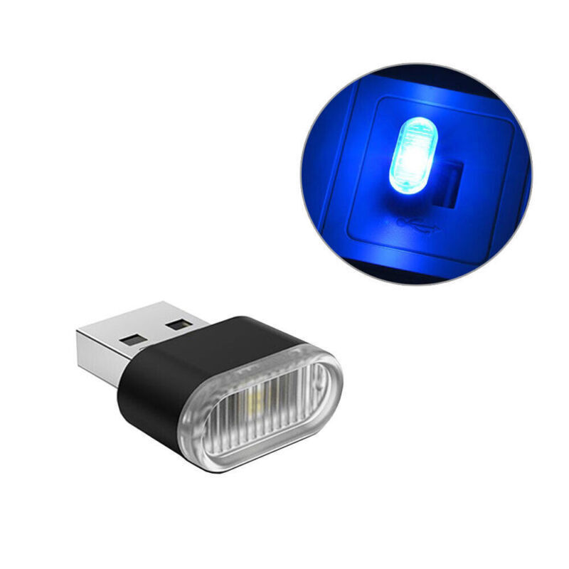 Mini USB Blue LED Light Car Interior Accessories Atmosphere Neon Lamp ...