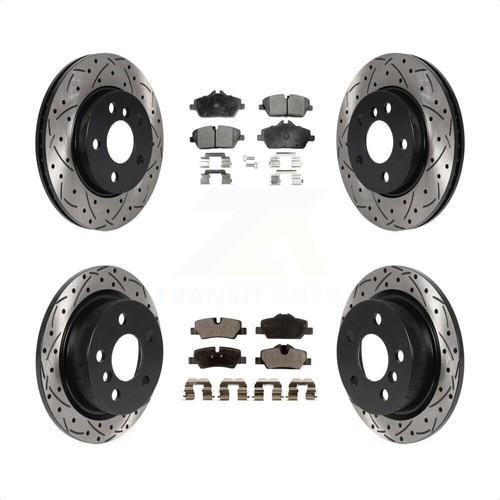 Front Rear Coated Drilled Slot Disc Brake Rotors Ceramic Pad Kit For ...