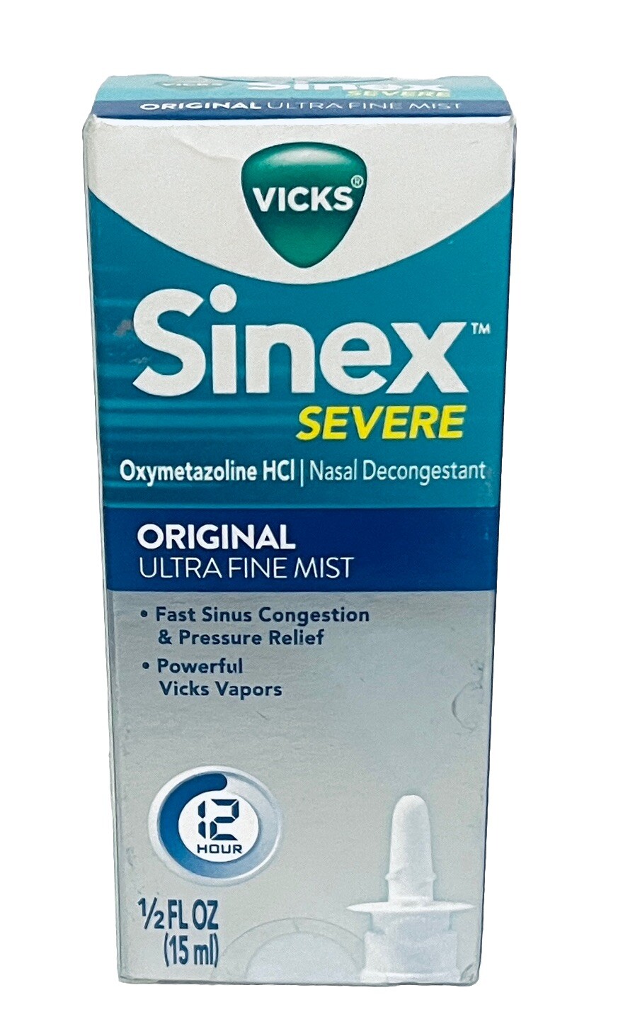 Vicks Sinex Severe Nasal Spray 12 Hour Ultra Fine Mist .5oz EXP 12/2025 ...