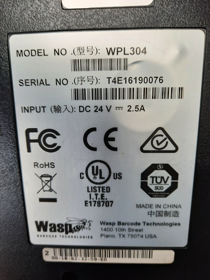 WASP WPL304 Thermal Barcode Label Printer-(Powers-Up)-(UNTESTED)-FOR ...