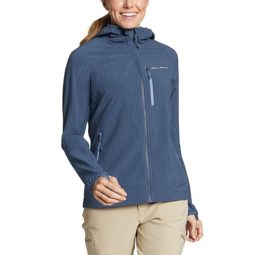 EDDIE BAUER Sandstone Backbone Grid Hoodie Jacket Zip-Up Dusted Indigo ...