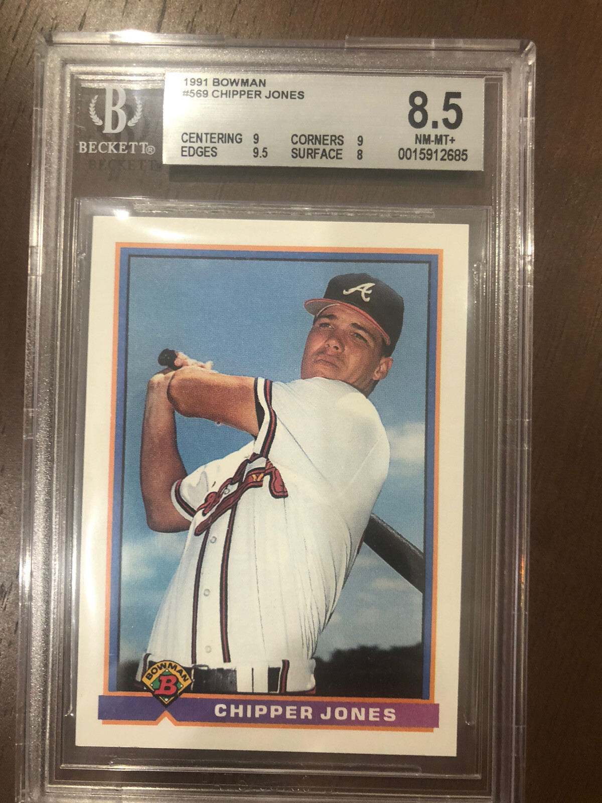 1991 Bowman Chipper Jones Rc BGS 8.5 Atlanta Braves Bb HOF | eBay