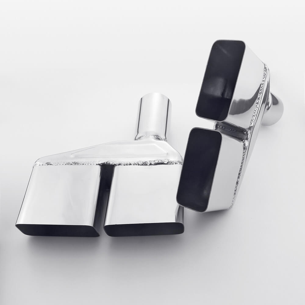 Quad Exhaust Tips Dual Square Angle Cut 2" Inlet 11" Long 304 Stainless ...