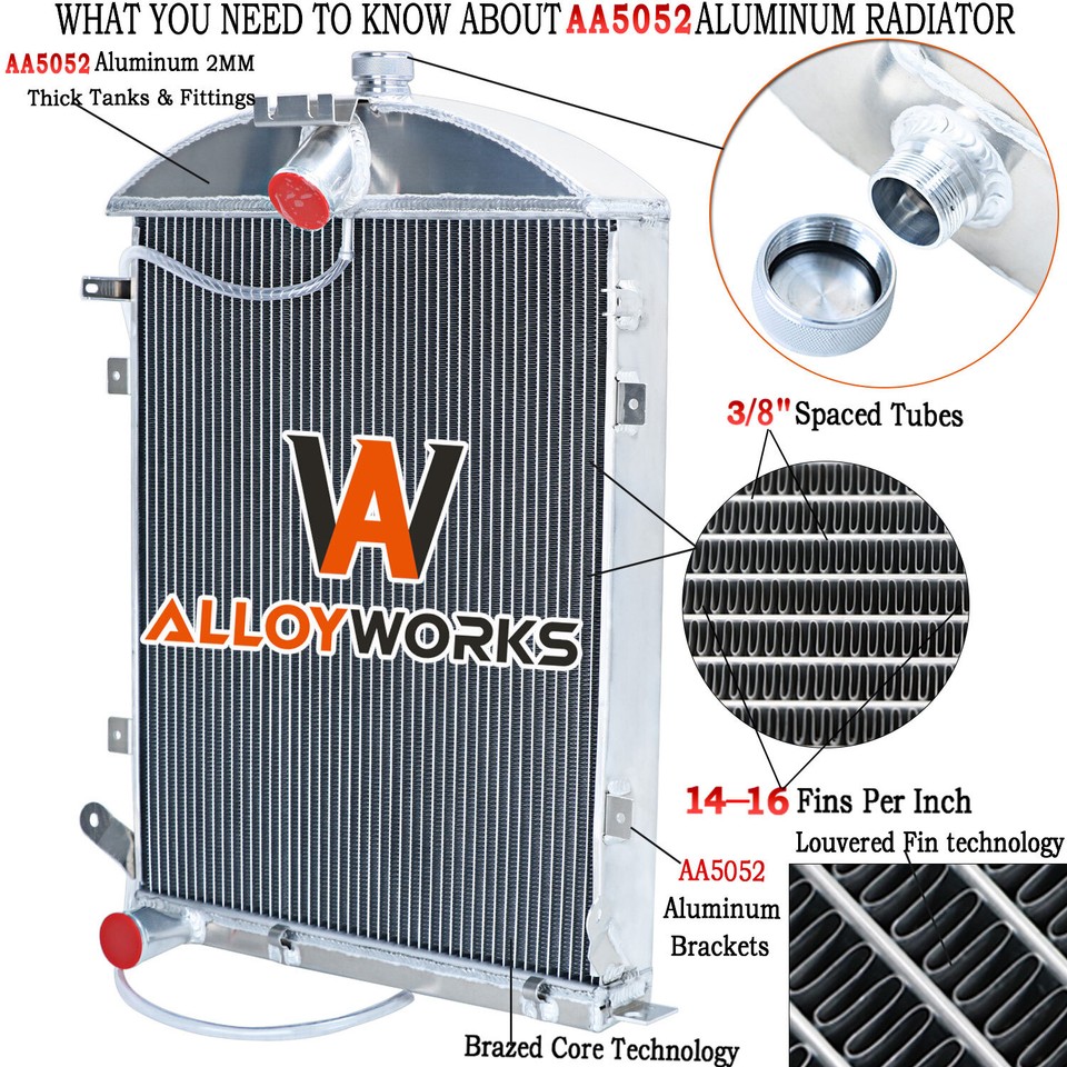 3 Row Aluminum Radiator Fits Ford Model AA Double A Heavy Duty 3.3L L4 ...