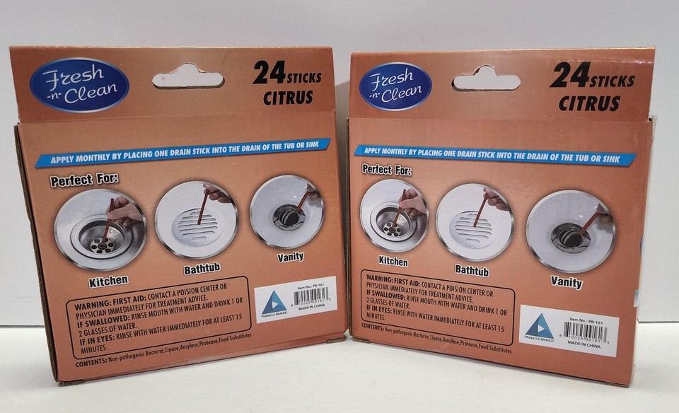 Fresh -n- Clean Drain Odor Sticks Citrus Scent 2 Packs 48 Sticks Total ...