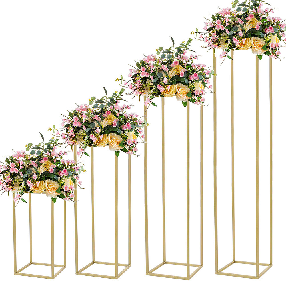 60/80cm Tall Metal Geometric Stand Flower Vase Holder Party Wedding ...