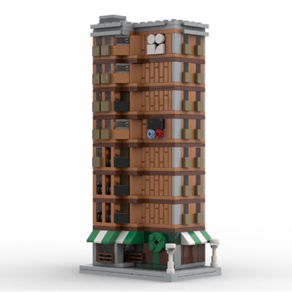 MOC: Modular Apartment Building Blocks Street View Set 1472 Bricks Gift ...