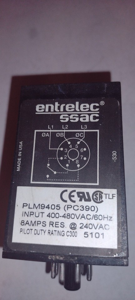 Entrelec SSAC PLM9405 (PC390) Adjustable 480 Volt Phase Monitor | eBay