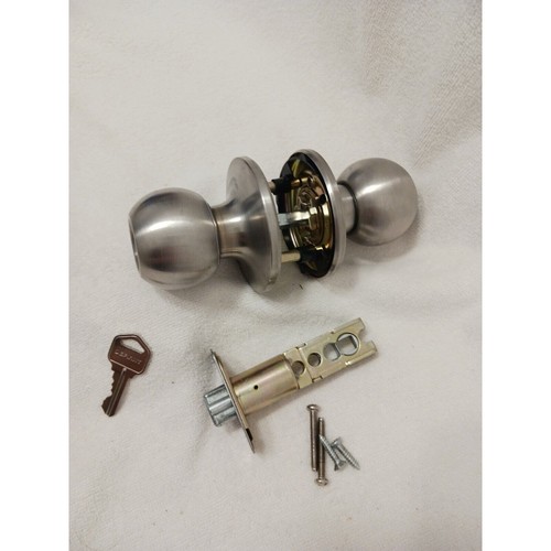 DEFIANT Door KNOB KEY Inside Bedroom Bathroom Turn BUTTON Silver SATIN ...
