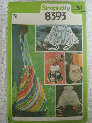Vintage Simplicity 8393 DRAWSTRING BAGS Sewing Pattern Size Variations ...