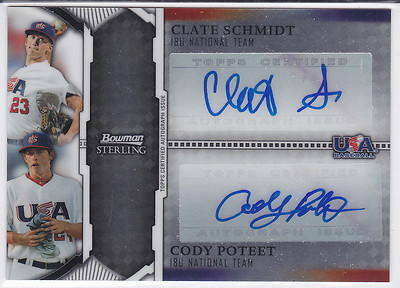 Clate Schmidt & Cody Poteet 2011 Bowman Sterling Duel USA Autograph ...