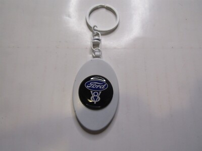 1930's - 1950's FORD V8 ENGINE V8 OVAL FORD LOGO KEYCHAIN KEYRING METAL ...