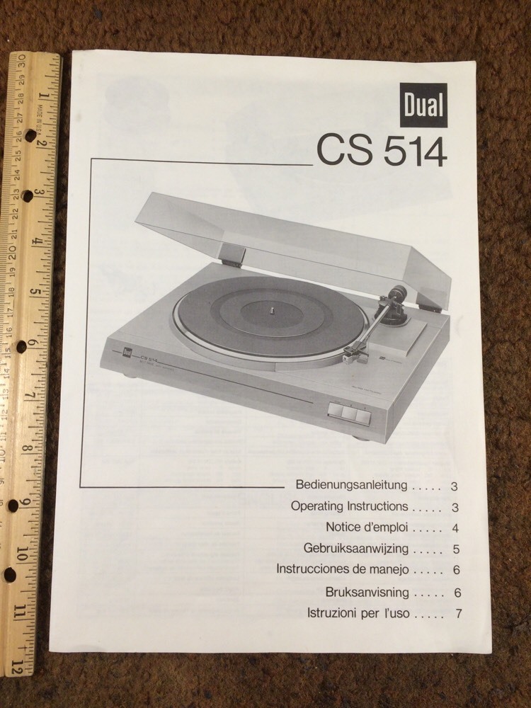 Dual CS514 Turntable "Original" Owners Manual Multi-Language 514 | eBay