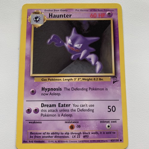 N Mint Pokémon TCG Card Haunter Base Set 2 Unlimited 43/130 Uncommon ...