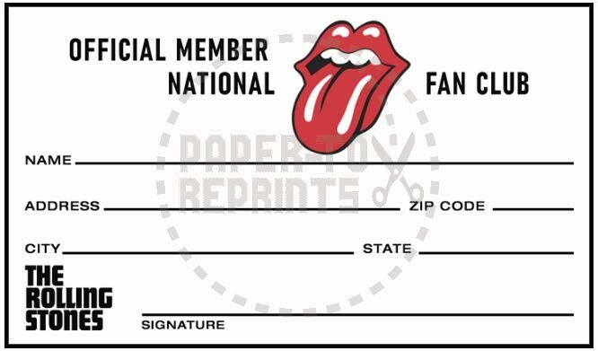 THE ROLLING STONES FAN CLUB MEMBERSHIP CARD - VINTAGE FANTASY | eBay