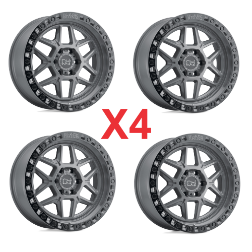 BLACK RHINO 5X5 GREY GRAY BLACK WHEELS RIMS SET FITS JEEP WRANGLER ...