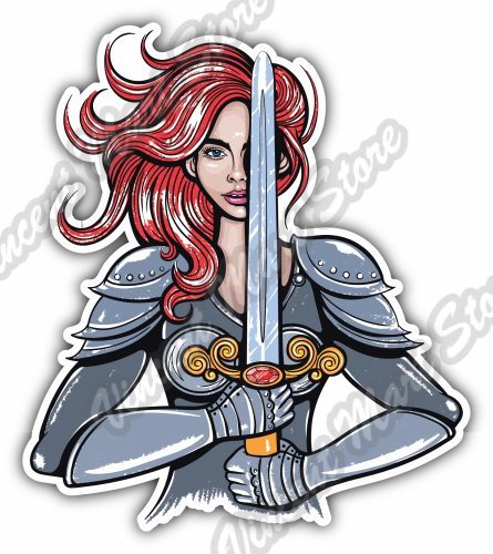 Warrior Young Woman Girl Red Hair Viking Car Bumper Vinyl Sticker Decal ...