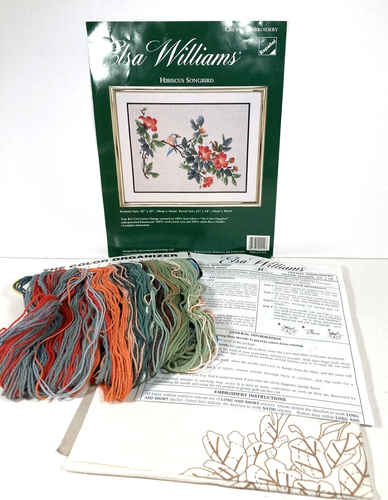 Elsa Williams HIBISCUS SONGBIRD Crewel Embroidery Kit 00442 - NEW OPEN ...