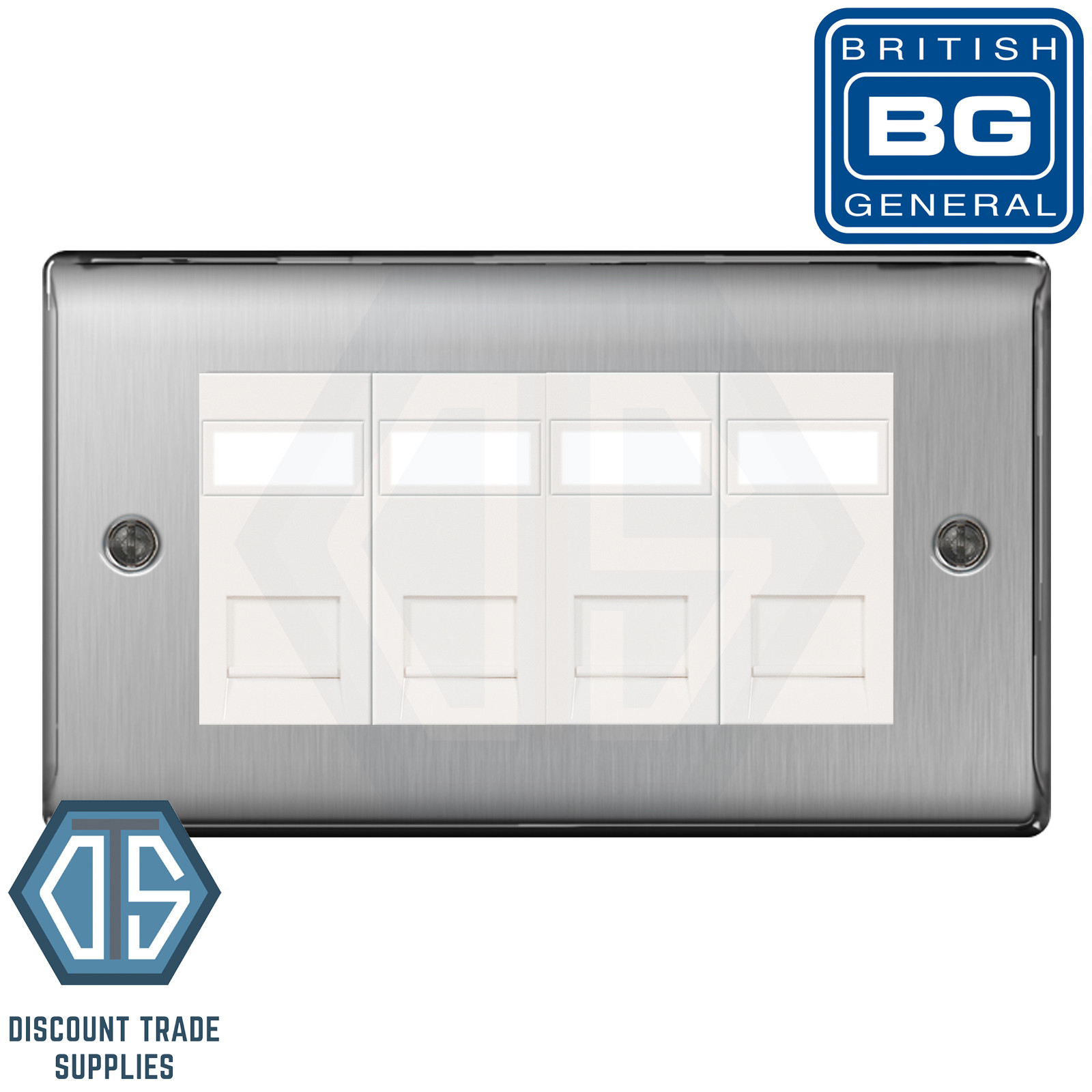 BG 1 2 3 4 Gang RJ45 Cat5 Data Socket Brushed Steel Black Nickel ...