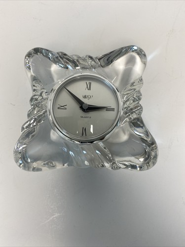 MIKASA Crystal Desk Clock Quartz Square Small 4.5" Germany With New ...