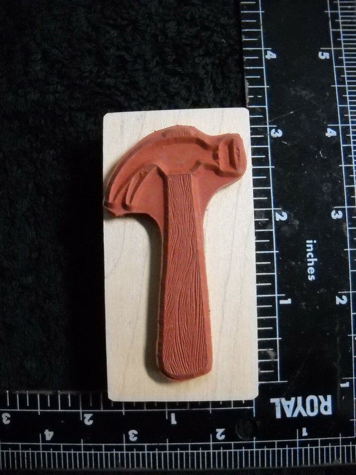 Hammer Rubber Stamp 1.5 x 3 inches Wood Backing 154 | eBay