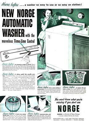 1951 NORGE WASHING MACHINE Large Original Vintage Print Ad Washer | eBay