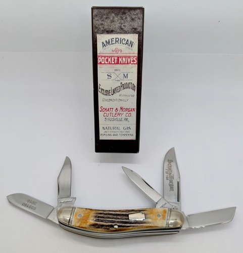 Rare schatt and morgan #1 of 100!!! 5 blade stag pocket knife NIB | eBay