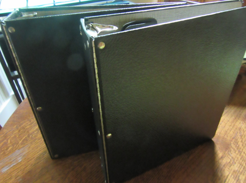 Two Columbia Pebbled Metal Hinged 3-Ring Binders w/Metal Binder Label ...