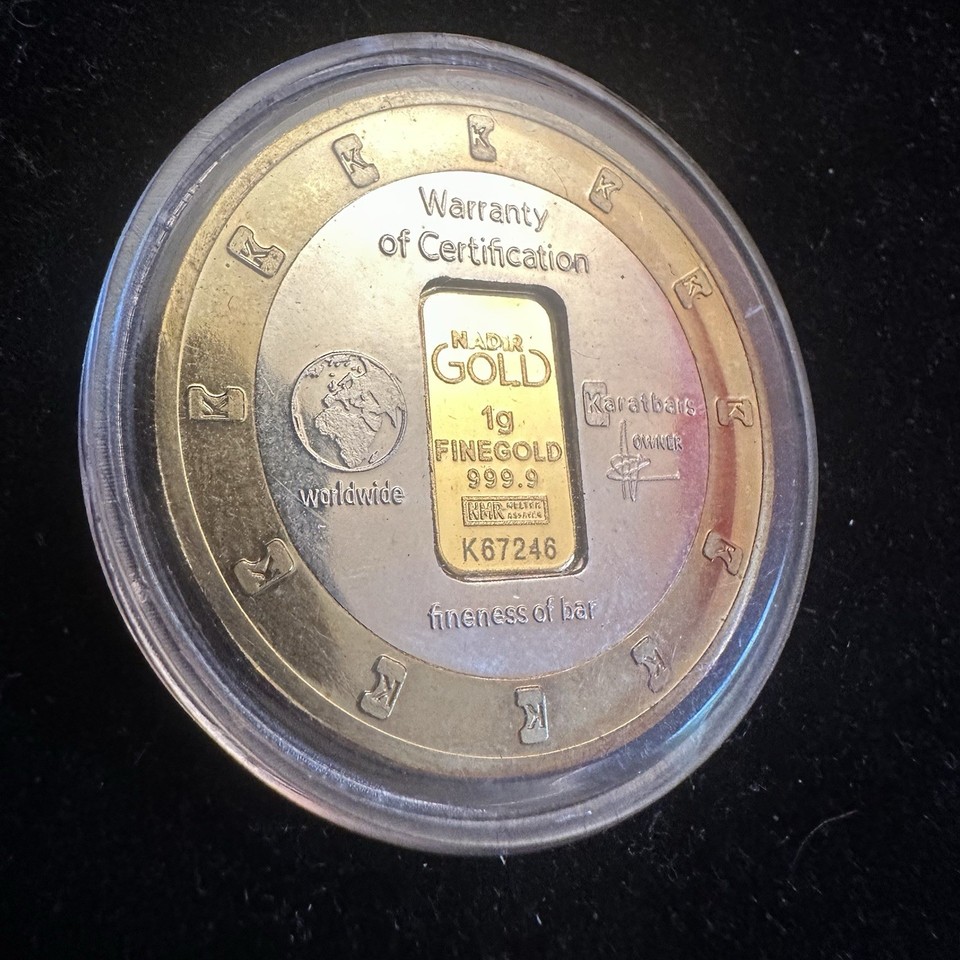 1 GRAM 999.9 GOLD NADIR KARATBARS ~ 1g GOLD BAR IN ROUND COIN In ...