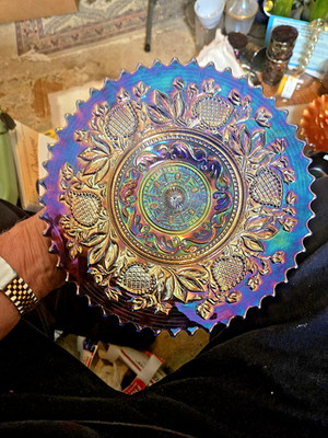 DUGAN BLUE RADIUM IRIDESCENT PLATE w/ELECTRIC IRIDESCENCE AND ...
