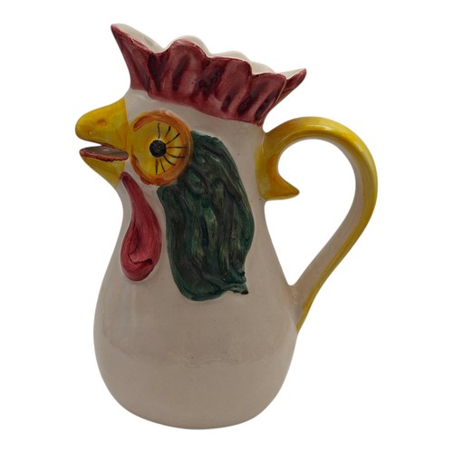 Rooster Chicken Pitcher Portugal Hand Painted Poors Through Beek | eBay