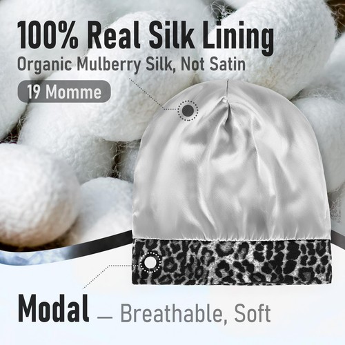 Real Silk Bonnet for Sleeping Hair Wrap Men Women Curly Adjustable ...
