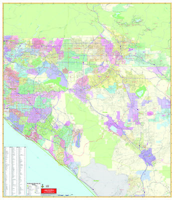San Bernardino & Riverside, CA Vicinity Wall Map | eBay