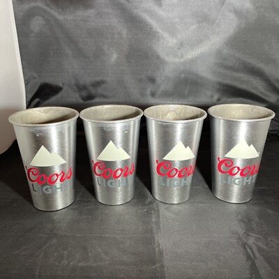 4 Coors Light Aluminum Beer Cups Metal Silver | eBay