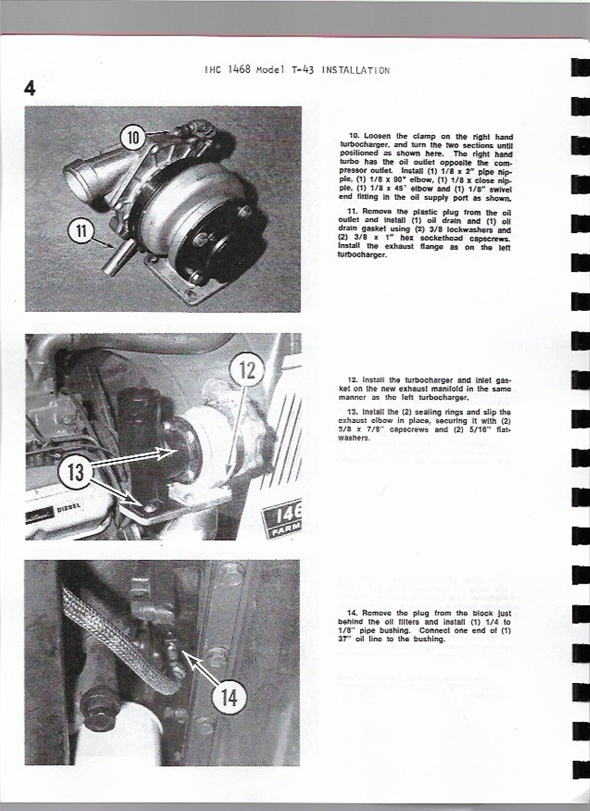 International Farmall 766 966 1468 Tractor M&W Turbo Kit Parts Manual ...